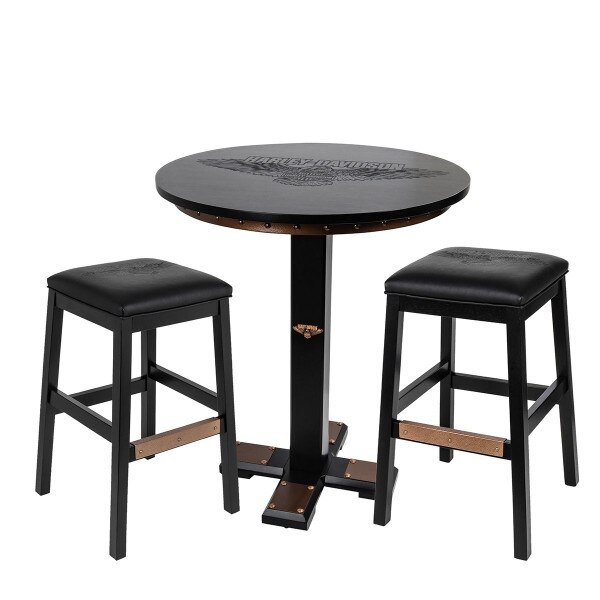 H-D Bar & Shield Eagle Pub Table and Bar Stool Set