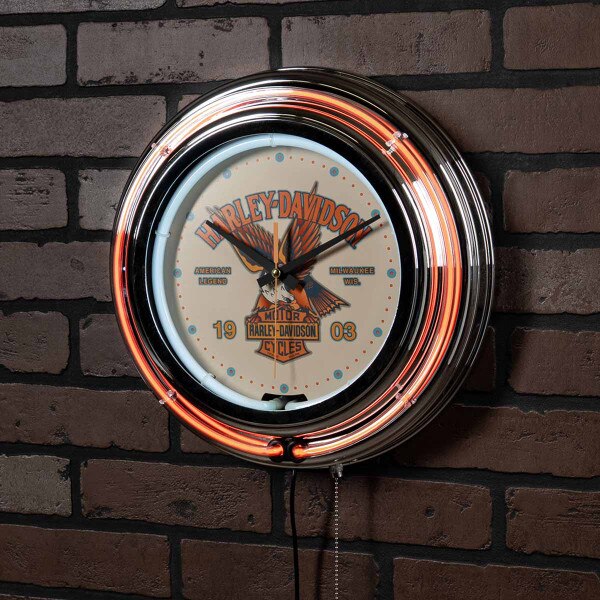 H-D American Legend Double Neon Clock | Ace Branded Products