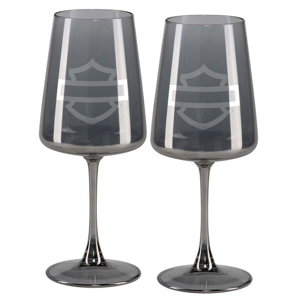 H D Open Bands Smoke Grey Wine Glass Set